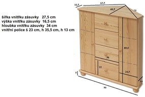 Drewmax KD134 dřevěná komoda masiv borovice