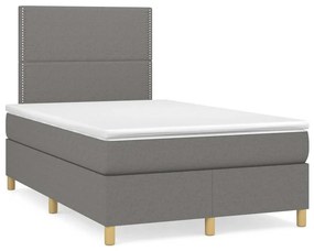 Box spring postel s matrací a LED tmavě šedá 120x190 cm textil 3270240