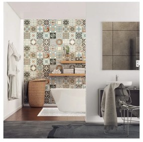 Sada 24 nástěnných samolepek Ambiance Wall Stickers Cement Tiles Rumba, 15 x 15 cm