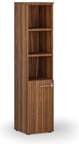 Kombinovaná kancelářská skříň PRIMO WOOD, dveře na 2 patra, 400 x 420 x 1781 mm, ořech