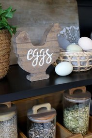 Přírodní antik dřevěná dekorace slepička Eggs - 15*2,5*16 cm