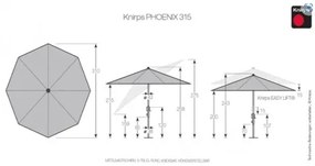 Knirps KNIRPS PHOENIX 315 cm - zahradní středový slunečník : Barva slunečníku - Světle šedá
