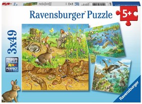 Ravensburger puzzle zvířátka ve svých domovech 3x49 dílků