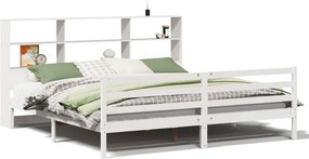 Postel s knihovnou bez matrace bílá 180x200 cm masivní borovice 3321906