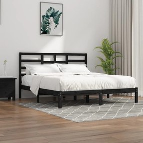 Rám postele černý masivní dřevo 200 x 200 cm 3105819
