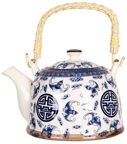 Konvice na čaj se sítkem a modrými ornamenty - 18*14*12 cm / 0,8L