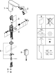 GROHE 36453000 - Infra el. umyvadlová baterie BAU COSMOPOLITAN E 123 mm chrom