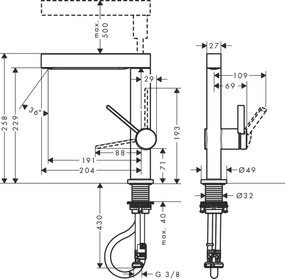 Hansgrohe Finoris - Umyvadlová baterie 230 s vytahovatelnou sprškou a Push-Open odt. soupravou, černá matná 76063670