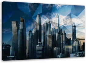 Gario Obraz na plátně Geometrické město - modrá Rozměry: 60 x 40 cm