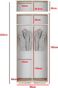 Eka Předsíňová stěna s čalouněnými panely Trinity 33 - Dub Artisan s černou / Černá 2316
