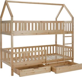 Montessori patrová postel 90x200, přírodní, VENITA TYP 2 Kondela 0000396844