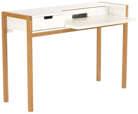 OnaDnes -20% Bílý pracovní stůl Woodman Farringdon s dubovou podnoží 122x43 cm