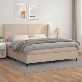 Box spring postel s matrací cappuccino 200 x 200 cm umělá kůže,  3128996