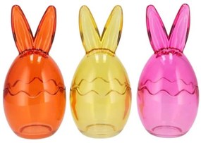 3ks barevná skleněná dóza vajíčko s oušky Rabbi - Ø 10*22 cm
