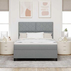 Postel s boxspringem s čelo Světle šedá 160 x 200 cm textil 3339476