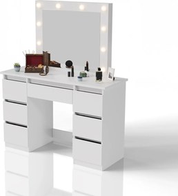 Juskys Toaletní stolek Talea se zrcadlem a LED osvětlením Stolička: bez stoličky