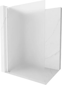 Mexen Kioto L, sprchová zástěna Walk-In 90 x 200 cm, 8mm sklo námraza, bílý profil, 800-090-103-20-30