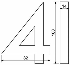 Hliníkové číslo 4 v „3D“ provedení se strukturovaným povrchem RICHTER RN.100LV.4.AL.AM.3D