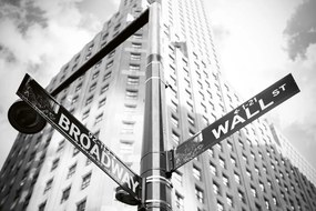 DIMEX | Samolepicí vliesová fototapeta na zeď Wall Street a Brodway MA-5-3005 | 375 x 250 cm | bílá, černá