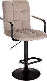 LuxuryForm DESIGN Barová židle VERONA BLACK VELUR na černé kulaté podstavě - latte