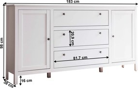 Komoda 2D3S, bílá, OLJE
