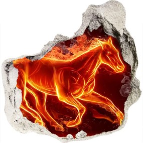 Wallmuralia Díra 3D fototapeta na stěnu Kůň v plamenech 75x75 cm