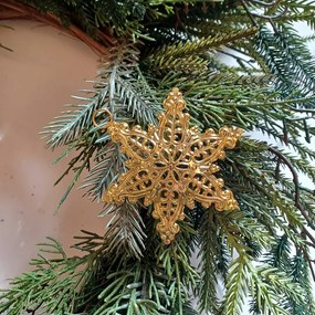 Vánoční ozdoby na stromeček kovové vločky 10 × 7,7 cm, zlatá, balení 3 ks
