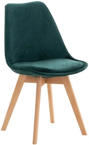 Židle Linares ~ samet, dřevěné nohy natura - Zelená