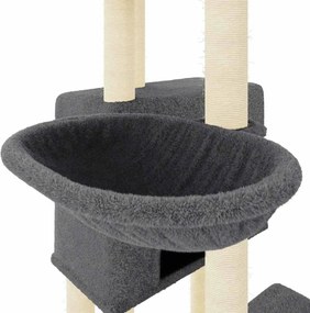 Škrabadlo pro kočky se sisalovými sloupky tmavě šedé 122 cm 172054