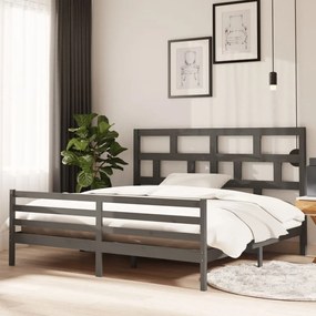 Rám postele šedý masivní borovice 200 x 200 cm,  3101305 HangarStore.cz
