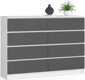 Komoda K140 8SZ bílá/grafitová šedá