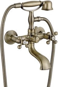 Kuchinox Vanová baterie Stilo se sprchovým setem - BKI_511D, mosaz antique