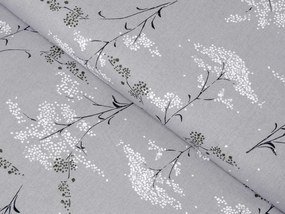 Biante Bavlněný povlak na polštář s lemem Sandra SA-087 Bílé luční květiny na šedém 30 x 50 cm