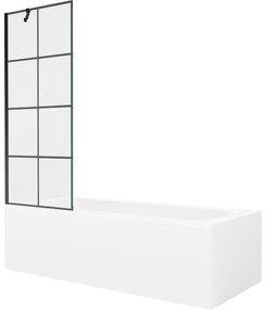 Mexen Vega obdélníková vana 180 x 80 cm s pláštěm 1-křídlovou zástěnou 70 cm, Černý vzor - 550118080X9507007077