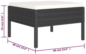vidaXL Marketos 6dílná zahradní sedací souprava s poduškami polyratan černá