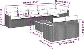 9dílná zahradní sedací souprava s poduškami béžová polyratan 3258559