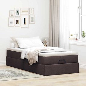 Osmanský rám postele s matrací tmavě šedá 80x200cm textil 3311067