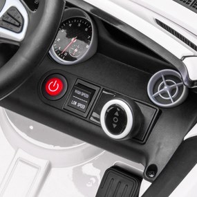 Dětské elektrické auto AIYAPLAY Mercedes SLC 300 s 12V baterií pro děti od 3 let s dálkovým ovládáním, LED světly, klaksonem a hudbou - Bílá