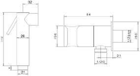 Sapho, Nástěnný ventil s ruční bidetovou sprškou a bezpečnostní pojistkou, hranatý, černá matná, SG108NE