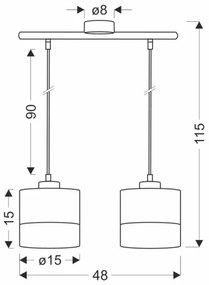 Lustr na lanku PORTO 2xE27/60W/230V černá/hnědá