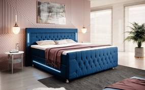 Boxspring postel PARADISE bez úložného prostoru s LED a USB, samet Velikost postele: 120 × 200 cm, Barvy sametu: Modrý samet, Výběr matrace:…