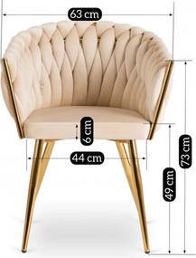 Jídelní židle Keva Velvet, krémová