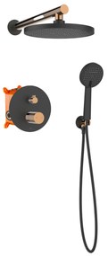 Invena Moonlight, sprchová souprava pod omítku, 2-funkční, černá-růžové zlato, INV-BS-77-014-V