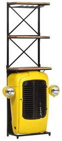 Stojan na víno traktor žlutý 49 x 31 x 172 cm masivní mangovník 320488