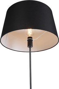 Stojací lampa černá s černým lněným stínítkem 45 cm nastavitelná - Parte