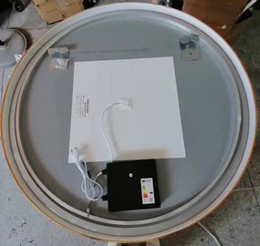 Erga Olivia, kulaté LED zrcadlo 90cm, zlatý kovový rám, 2070 lm, 6500K, přední osvětlení, ERG-V01-202-9090-GD