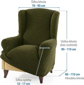 Super strečové potahy NIAGARA zelená křeslo ušák (š. 70 - 95 cm)