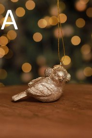 LUX zlatá vánoční ozdoba zimní ptáček 5cm 1ks