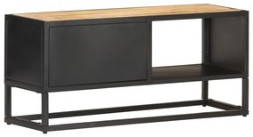 TV stolek s vyřezávanými dvířky 90 x 30 x 40 cm hrubý mangovník - Default Title