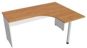 Stůl ergo levý 160*120 cm - Hobis Gate GE 60 L Dekor stolové desky: olše, Dekor lamino podnože: bílá, Barva nohy: stříbrná